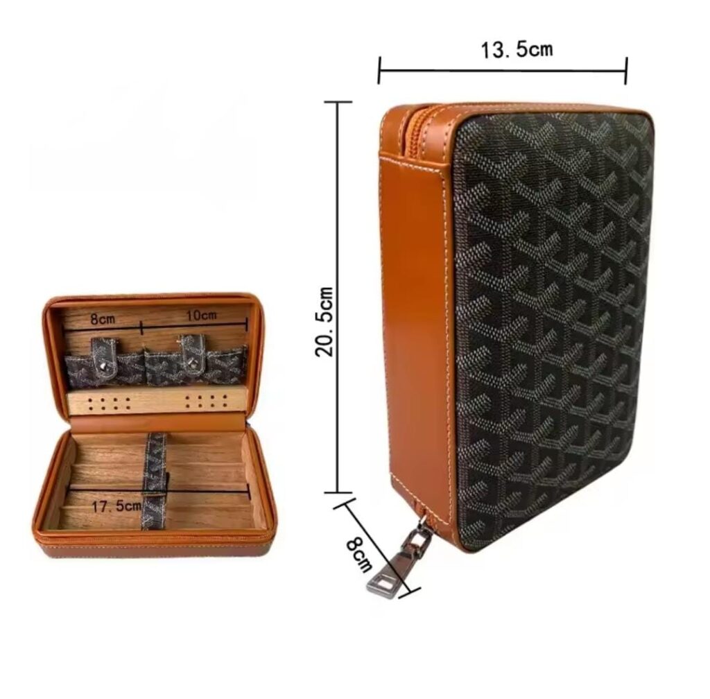 Brown Pattern Travel Case Cigar Case Humidor (Capacity 4 Cigars ...